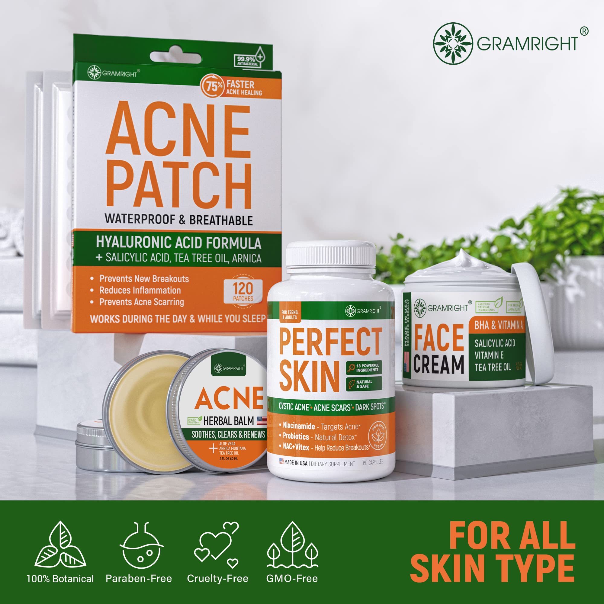 Acne Patches - Natural Hydrocolloid Bandages for Acne Spot Treatment - Cystic Acne Cover Patches with Salicylic, Hyaluronic Acids and Tea Tree Oil - Pimple Patches for Face - 120 Patches