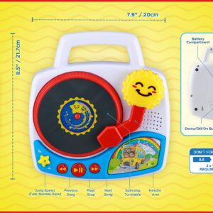 eKids Tiny Tunes Toy Turntable for Toddlers with Built-in Nursery Rhymes and Sound Effects, Musical Toy for Kids