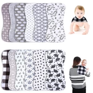 baby burp cloths & baby bibs 2-in-1 design large size 3 layers thicken 100% cotton super absorbent and soft baby spit up burping rags baby burp cloth set for boys and girls 12 pack