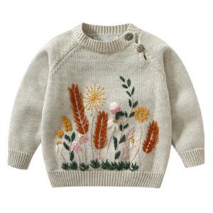 lamgool baby boys girls pullover sweater knitted button down toddler kids sweatshirt for spring 3t apricot