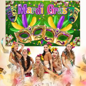 Large 71" X 43" Green Mardi Gras Banner, Mardi Gras Decorations for Party, Mardi Gras Party Decorations Mardi Gras Backdrop, Mardi Gras Party Supplies for Masquerade tineit