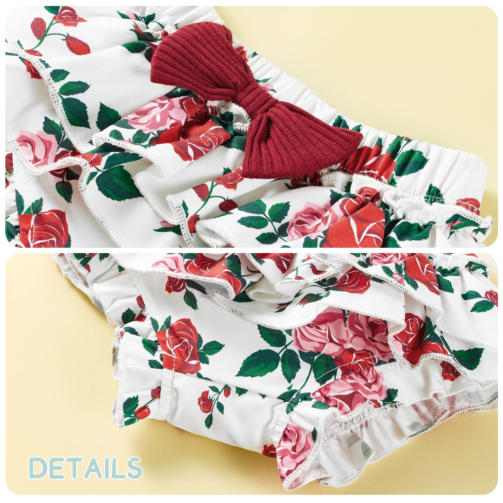 Newborn Baby Girl Clothes Summer Infant Tops Toddler Short Sleeve Floral Ruffle Romper + Pants + Headband Baby Girl Outfits