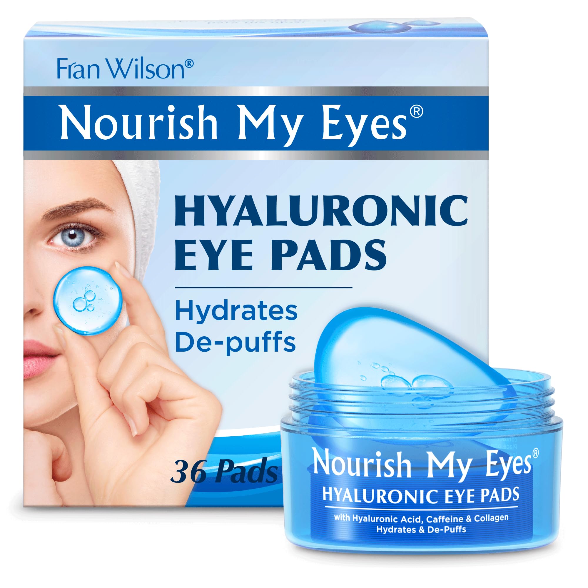 Fran Wilson Nourish My Eyes Eye Pads - Soothe Tired Eyes, Reduce Puffiness & Dark Circles, hydrates the skin around the eyes - 36 Count - Cooling & Refreshing, Instantly (Hyaluronic)