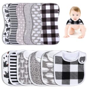 burp cloths & baby bibs set 2-in-1 cotton super absorbent and soft baby spit up burping rags for boys and girls