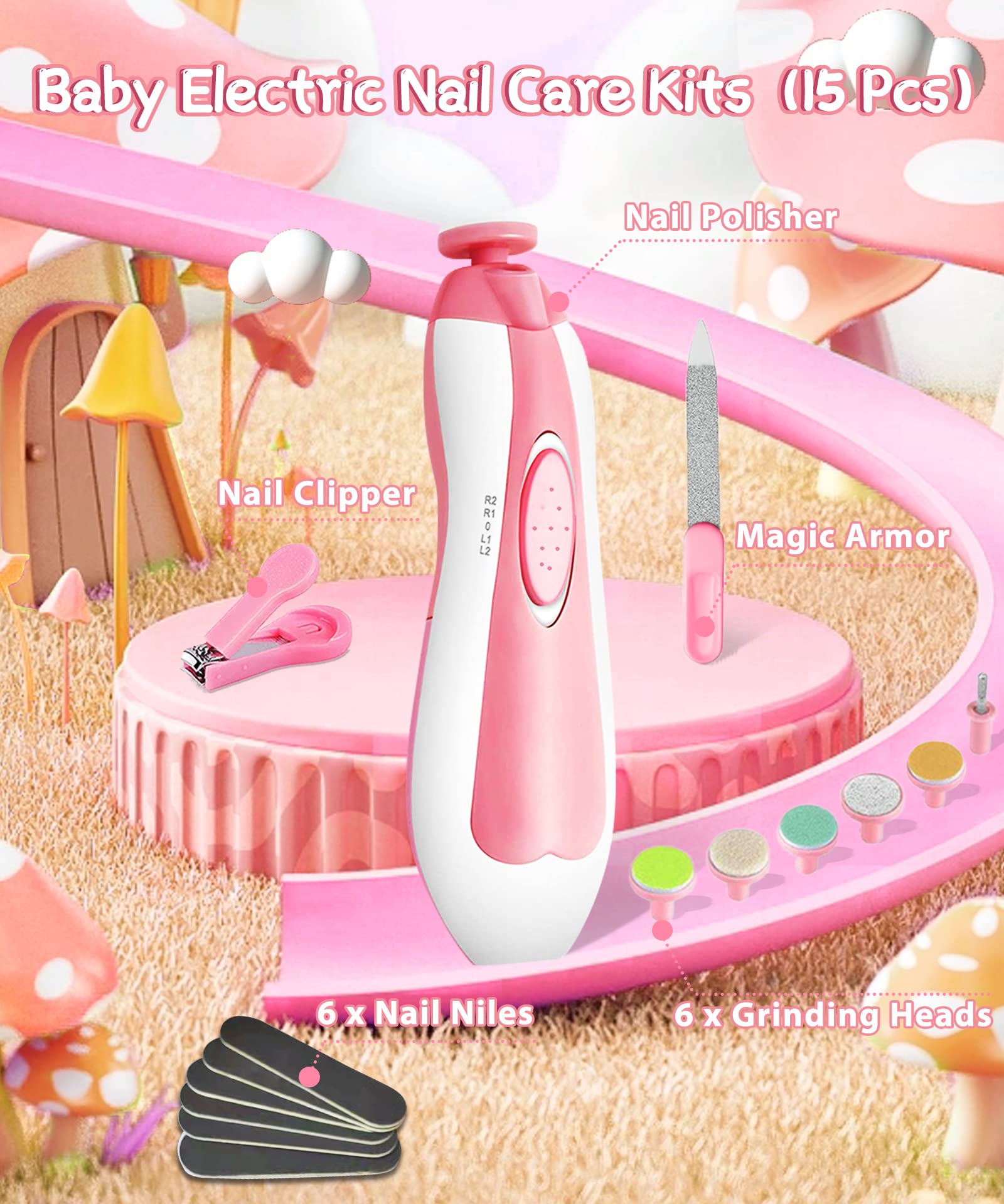 30 in 1 Baby Healthcare and Grooming Kit, Portable Baby Electric Nail Trimmer Set, Newborn Nursery Care Kit Baby Essentials with Baby Healthcare kit, Medicine Dispenser, Haircut Tools, etc (Pink)