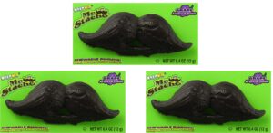 bulk candy wack-o-wax mr. stache grape wax mustache candy, pack of 3