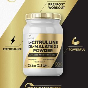 Carlyle L Citrulline Malate Powder | 3000mg | 2:1 | Unflavored | 1 Kg Container | Vegetarian, Non-GMO, Gluten Free