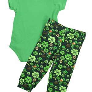 Unique Baby Boys St Patricks Day Lucky Dude Matching Layette Set (6M, Green)