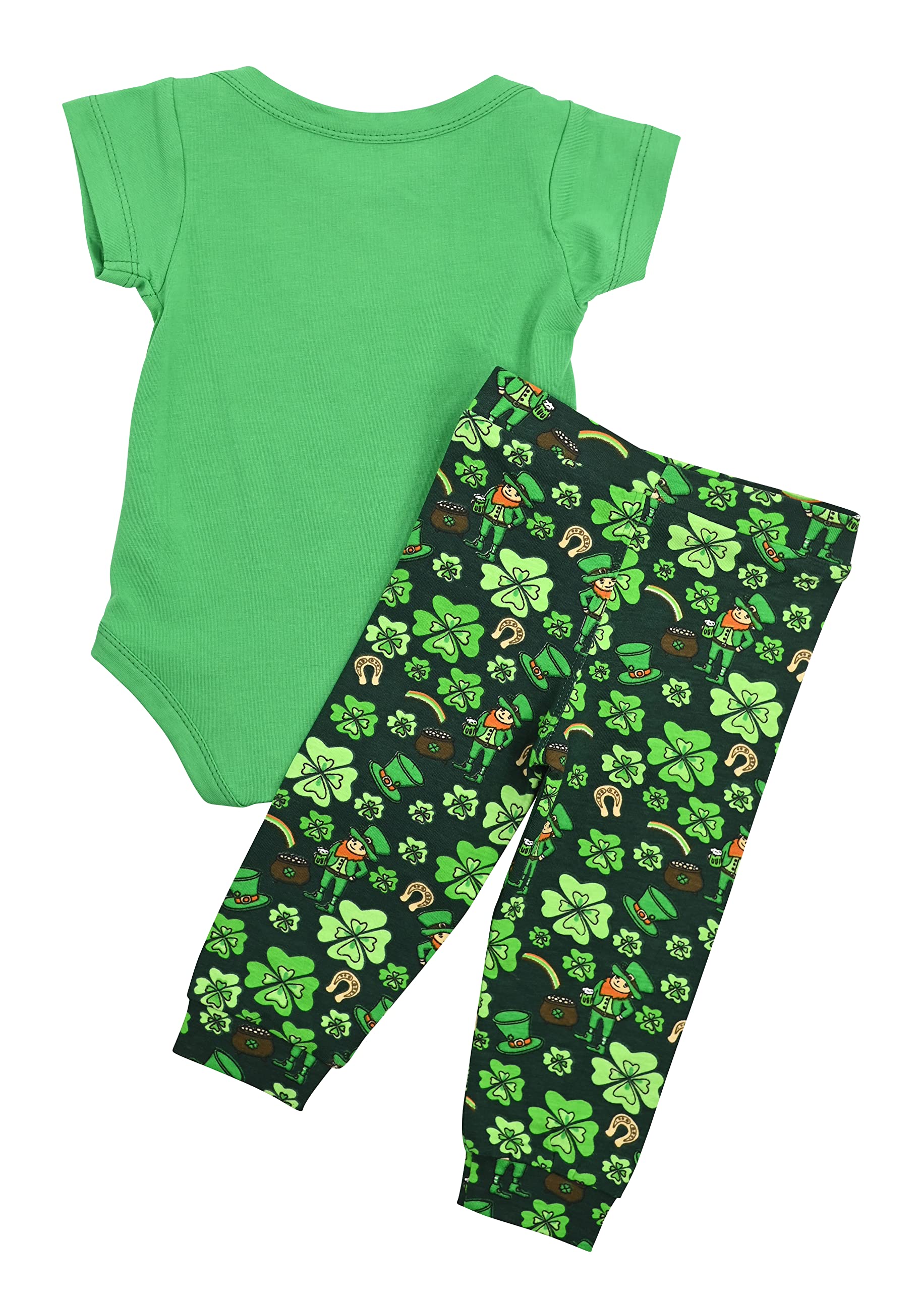 Unique Baby Boys St Patricks Day Lucky Dude Matching Layette Set (6M, Green)