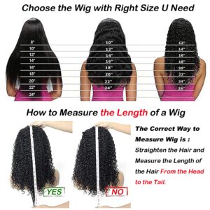 JCL Curly Headband Wig Human Hair 180% Density 12 Inch Headband Wigs for Black Women Deep Wave None Lace Front Wigs Human Hair Wear and Go Glueless Wig Natural Color