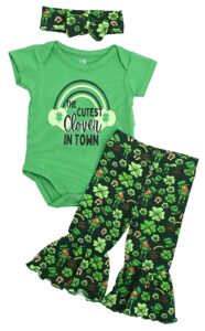 unique baby girls st patricks cutest clover in town layette set (9m, green)