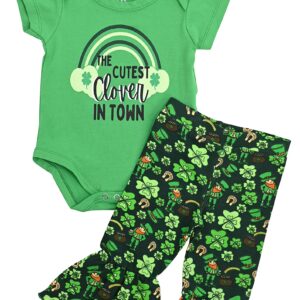 Unique Baby Girls St Patricks Cutest Clover In Town Layette Set (9M, Green)