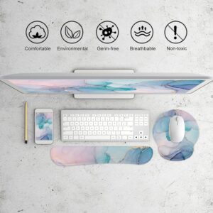 Keyboard Wrist Rest and Mouse Pad with Wrist Support, Ergonomic Memory Foam Mouse Pad for Gaming and Office, Pain Relief Mouse Pad and Wrist Support Set