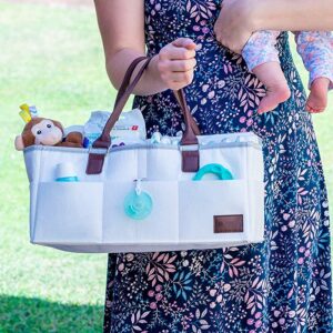 Portable Baby Diaper Toy Caddy Organizer Bin for Nursery Essentials, Car, or On the Go with Handles