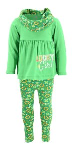 unique baby girls 3 piece st patricks day lucky girl outfit (5y, green)