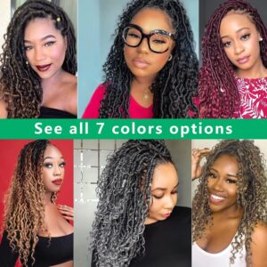 4 Packs Faux Locs Crochet Hair 36 Inches locs Super Long New Soft Locs Crochet Braids Pre-looped Curly Wavy Goddess Locs Braiding Hair for Women Synthetic Hair Extensions （18 strands/pc，#1B）