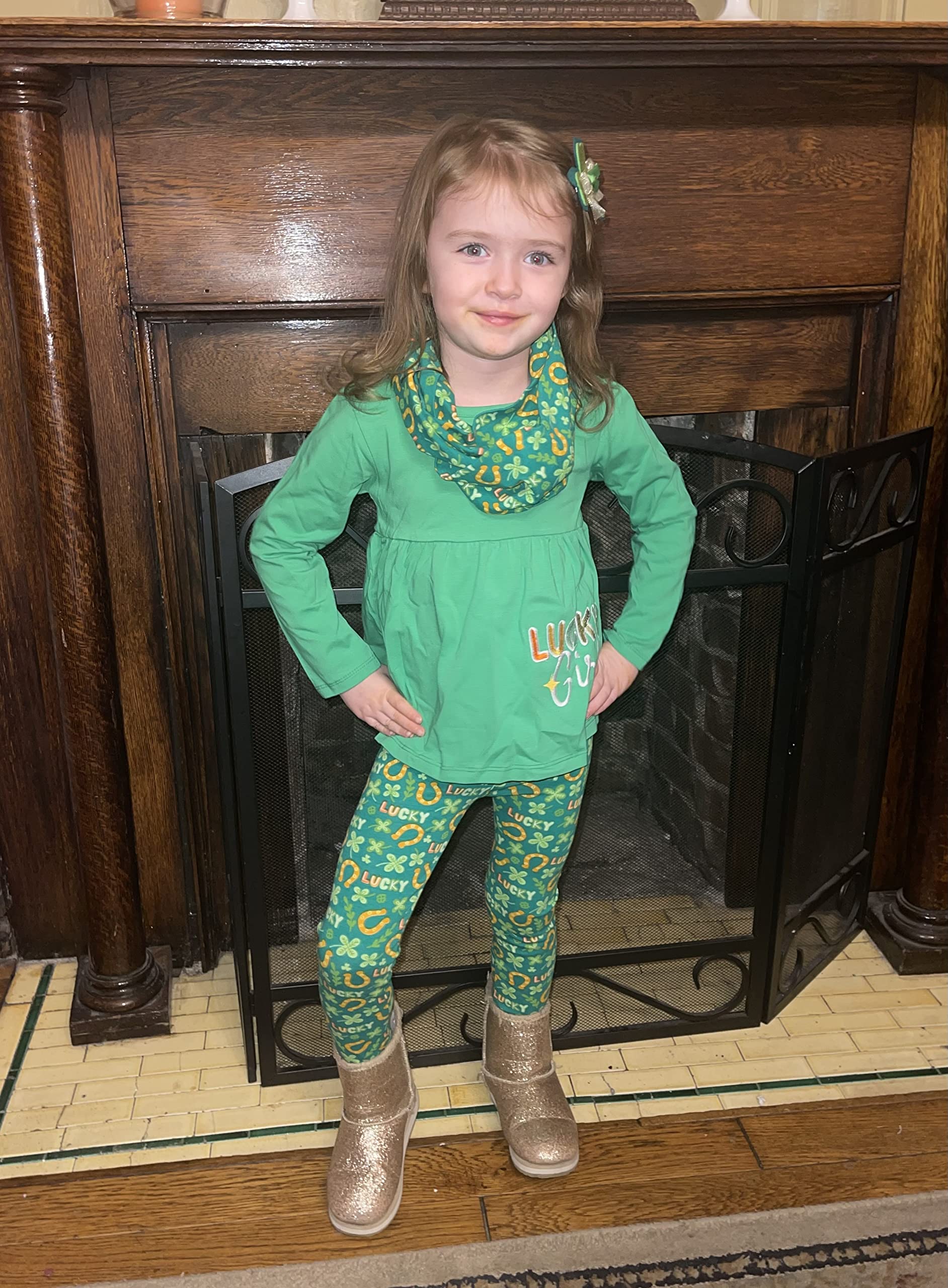 Unique Baby Girls 3 Piece St Patricks Day Lucky Girl Outfit (5Y, Green)