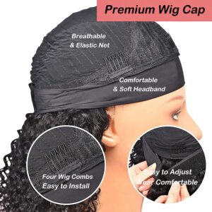 JCL Curly Headband Wig Human Hair 180% Density 12 Inch Headband Wigs for Black Women Deep Wave None Lace Front Wigs Human Hair Wear and Go Glueless Wig Natural Color