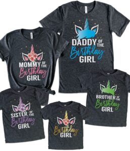 teeny fox daddy of birthday girl unicorn t-shirt family sister dad mother brother shirts sibling matching outfits