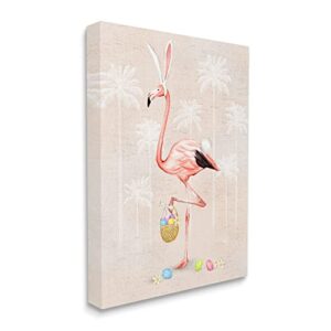 Stupell Industries Easter Flamingo Pink Bird Egg Hunt Basket Canvas Wall Art, 16 x 20, Beige