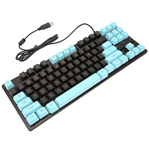 Zyyini Gaming Keyboard, 87 Key Wired Gaming Keyboard with Color Backlit for Desktop Laptop Computers, Ergonomic Design Stylish Computer Keyboard for OS X/for Windows(Dark Blue)