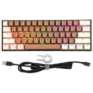 sanpyl wired mechanical keyboard, 61 keys mechanical pc gaming keyboard color mixing quick response ergonomic wired keyboard for windows for android for ios(tea shaft)