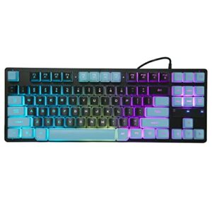 zyyini gaming keyboard, 87 key wired gaming keyboard with color backlit for desktop laptop computers, ergonomic design stylish computer keyboard for os x/for windows(dark blue)