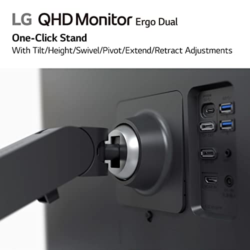 LG 27QP88D-B2 Dual 27” QHD (2560 x 1440) IPS Monitor with Ergo Stand, Daisy Chain via DislayPort, UBS Type-C, Extend/Retract/Swivel/Pivot/Tilt Adjustable