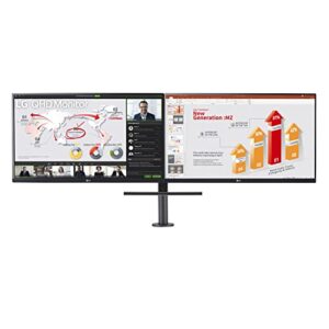 lg 27qp88d-b2 dual 27” qhd (2560 x 1440) ips monitor with ergo stand, daisy chain via dislayport, ubs type-c, extend/retract/swivel/pivot/tilt adjustable