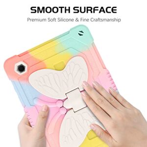 DOMAVER Galaxy Tab A8 Case Samsung Tab A8 Case 10.5 Inch with Butterfly Stand Shockproof Rugged Kids Friendly Silicone Heavy Duty Cover- Colorful Pink