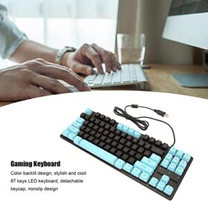 Zyyini Gaming Keyboard, 87 Key Wired Gaming Keyboard with Color Backlit for Desktop Laptop Computers, Ergonomic Design Stylish Computer Keyboard for OS X/for Windows(Dark Blue)