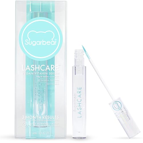 SUGARBEAR® LashCare, Lash Enhancing Serum, Promotes Appearance of Longer, Thicker Eyelashes, Cruelty Free & Vegan (3 Month Supply)