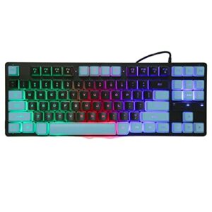 Zyyini Gaming Keyboard, 87 Key Wired Gaming Keyboard with Color Backlit for Desktop Laptop Computers, Ergonomic Design Stylish Computer Keyboard for OS X/for Windows(Dark Blue)