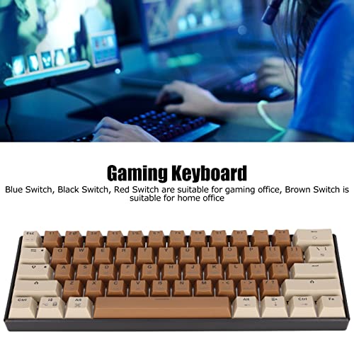 Sanpyl Wired Mechanical Keyboard, 61 Keys Mechanical PC Gaming Keyboard Color Mixing Quick Response Ergonomic Wired Keyboard for Windows for Android for iOS(Tea Shaft)