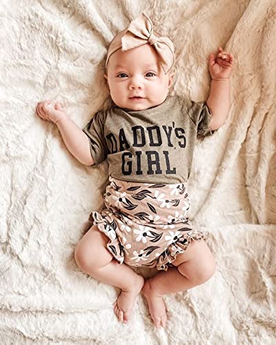 Hnyenmcko Newborn Infant Baby Girl Clothes Letter Short Sleeve T Shirts Top Ruffled Shorts Headband 3Pcs Summer Outfits Set (A-Daddy, 0-6 Months)