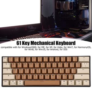 Sanpyl Wired Mechanical Keyboard, 61 Keys Mechanical PC Gaming Keyboard Color Mixing Quick Response Ergonomic Wired Keyboard for Windows for Android for iOS(Tea Shaft)