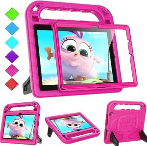 bmouo 2021 all-new 10 tablet 2021 case - with screen protector, shockproof lightweight kid-proof cover handle kids case for all-new 10 inch tablet(only fit 11th generation, 2022 release) - rose