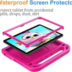 BMOUO 2021 All-New 10 Tablet 2021 Case - with Screen Protector, Shockproof Lightweight Kid-Proof Cover Handle Kids Case for All-New 10 inch Tablet(Only Fit 11th Generation, 2022 Release) - Rose