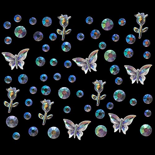 Butterflies Face Gems Stick Jewels for WomenSelf Adhesive Nail Eye Body Rhinestones Gems Women Festival Nail Decor Rhinestone Stickers Rave Party Club Temporary Tattoos (Cute Animals)