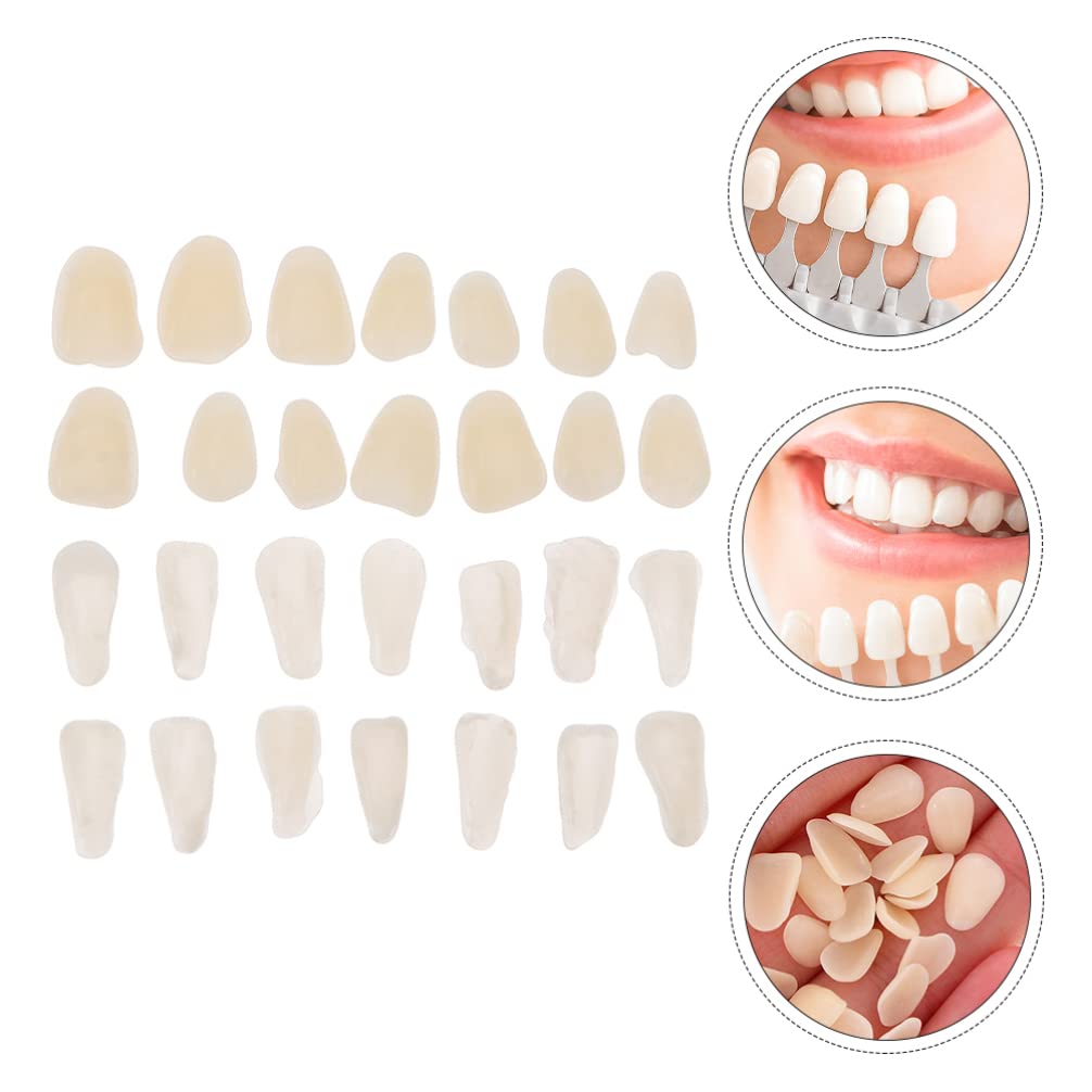 FOMIYES Temporary Crown, 200Pcs Temporary Cap, Dental Acrylic Resin Temporary Crown Veneers Material Temporary Repair Kit Replacements for Missing Broken Fake Teeth Beige