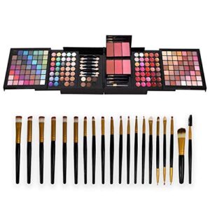 teen beginner makeup kit, makeup kit for women full kit 177 color eyeshadow palette lipstick set lips blush foundation eyebrow powder with mirror + 20pcs brush