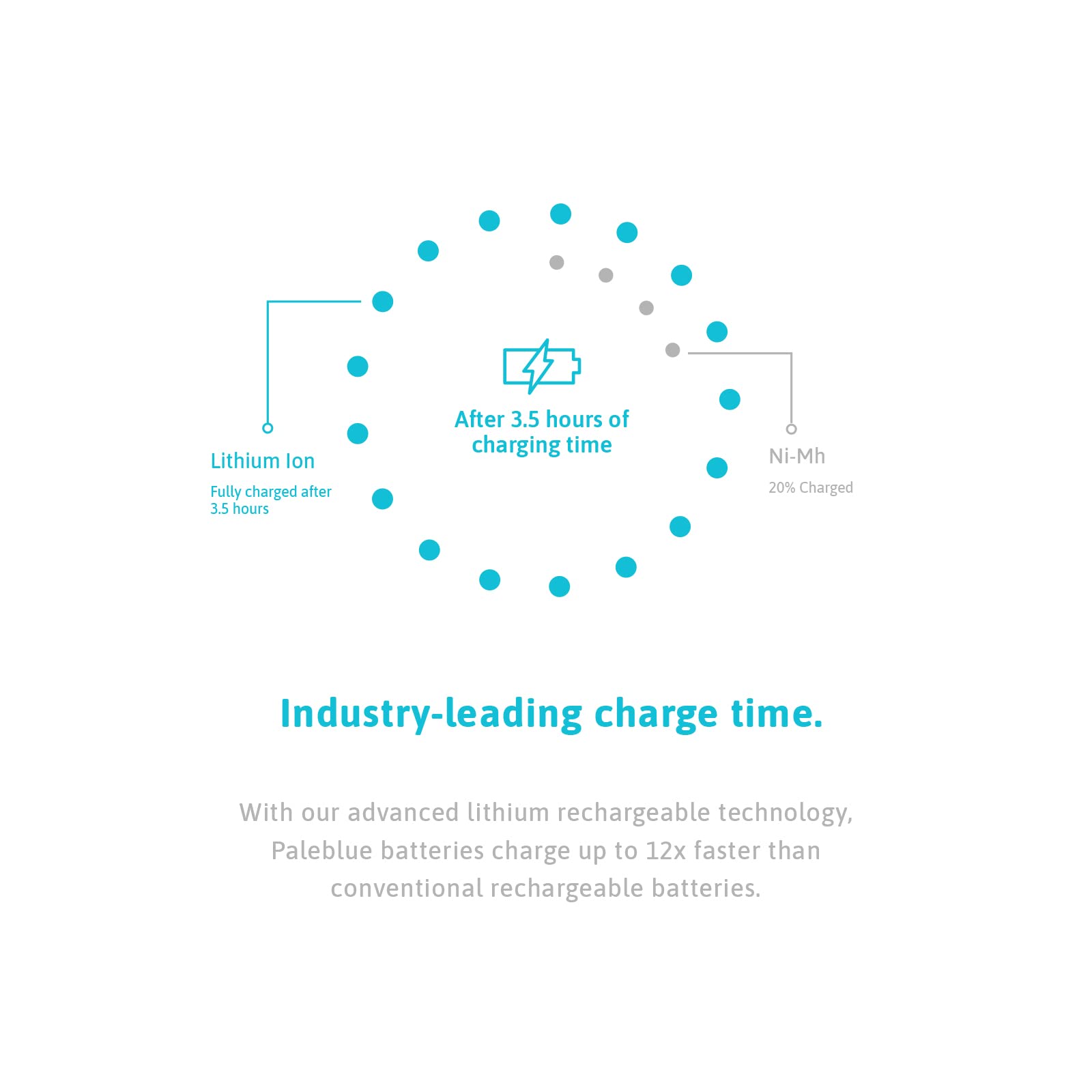 Rechargeable D Batteries with USB Charger by Pale Blue, Lithium Ion 1.5v 5000 mAh, Charges Under 3.25 Hours, Over 1000 Cycles, 2-in-1 USB to Micro USB Charging Cable, LED Charge Indicator, 6-Pack