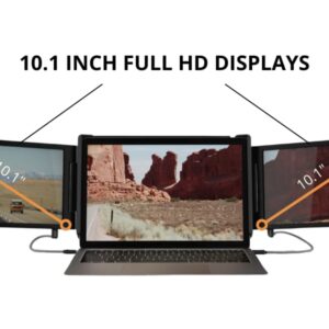 Xebec Tri-Screen 2 | 10.1in Portable Attachable Monitor for Laptop | Full HD Plug & Play, Compatible with Mac, PC, 1920x1200 Full HD Displays | The Original Tri Screen for Laptop with Instant Setup