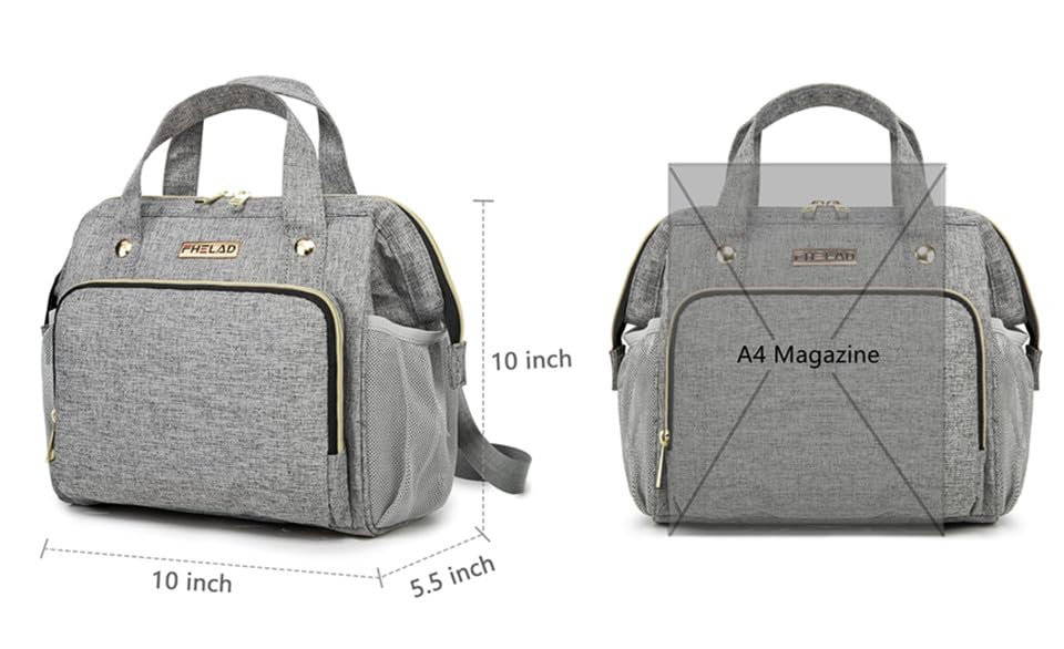 FHELAD Small Diaper Bag Tote Diaper Backpack Crossbody, Toddler Diaper Bags Waterproof Multi-Function Newborn Baby Stylish Mini Tote Maternity Bags Travel Backpacks with Insulated Pockets, Gray