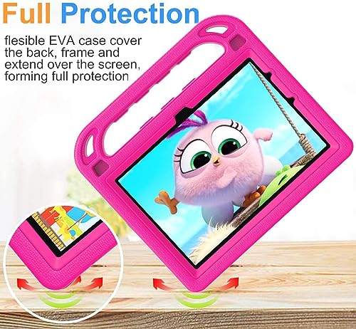 BMOUO 2021 All-New 10 Tablet 2021 Case - with Screen Protector, Shockproof Lightweight Kid-Proof Cover Handle Kids Case for All-New 10 inch Tablet(Only Fit 11th Generation, 2022 Release) - Rose