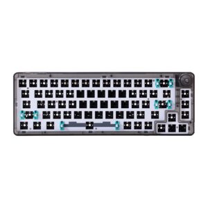 gk gamakay lk67 rgb modular diy mechanical keyboard, 67 keys hot swap 3pin/5pin switches, programmable triple mode bluetooth 5.0/usb-c wired/2.4ghz wireless customized keyboard kit (clear black)