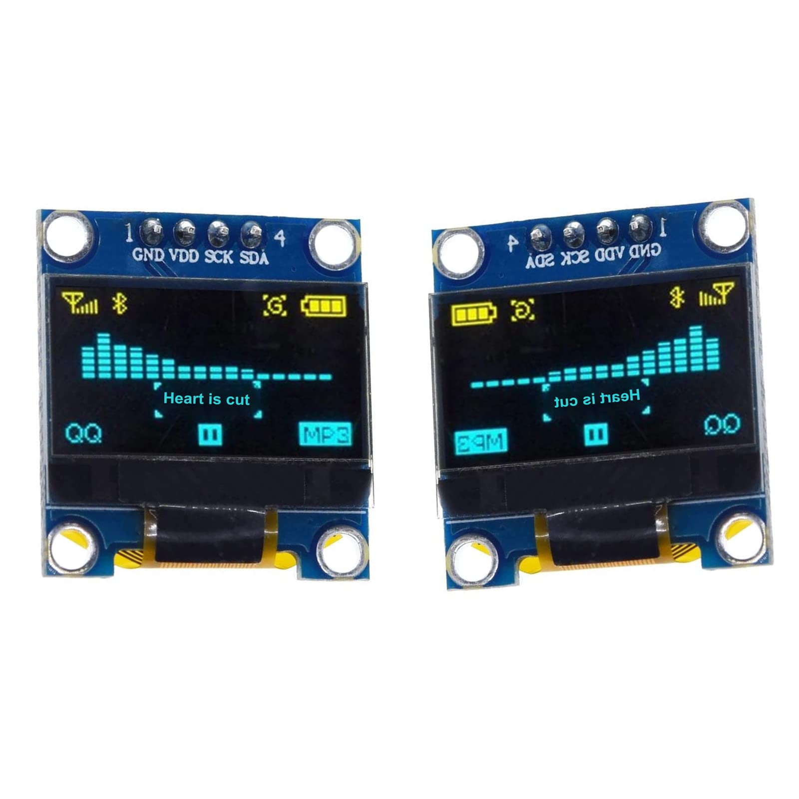 I2C IIC 0.96 Inch 12864 128x64 Blue OLED LCD Display Board Module SSD1315 Driver for Arduino Raspberry Pi DIY MSP420 STM32, Pack 0f 2