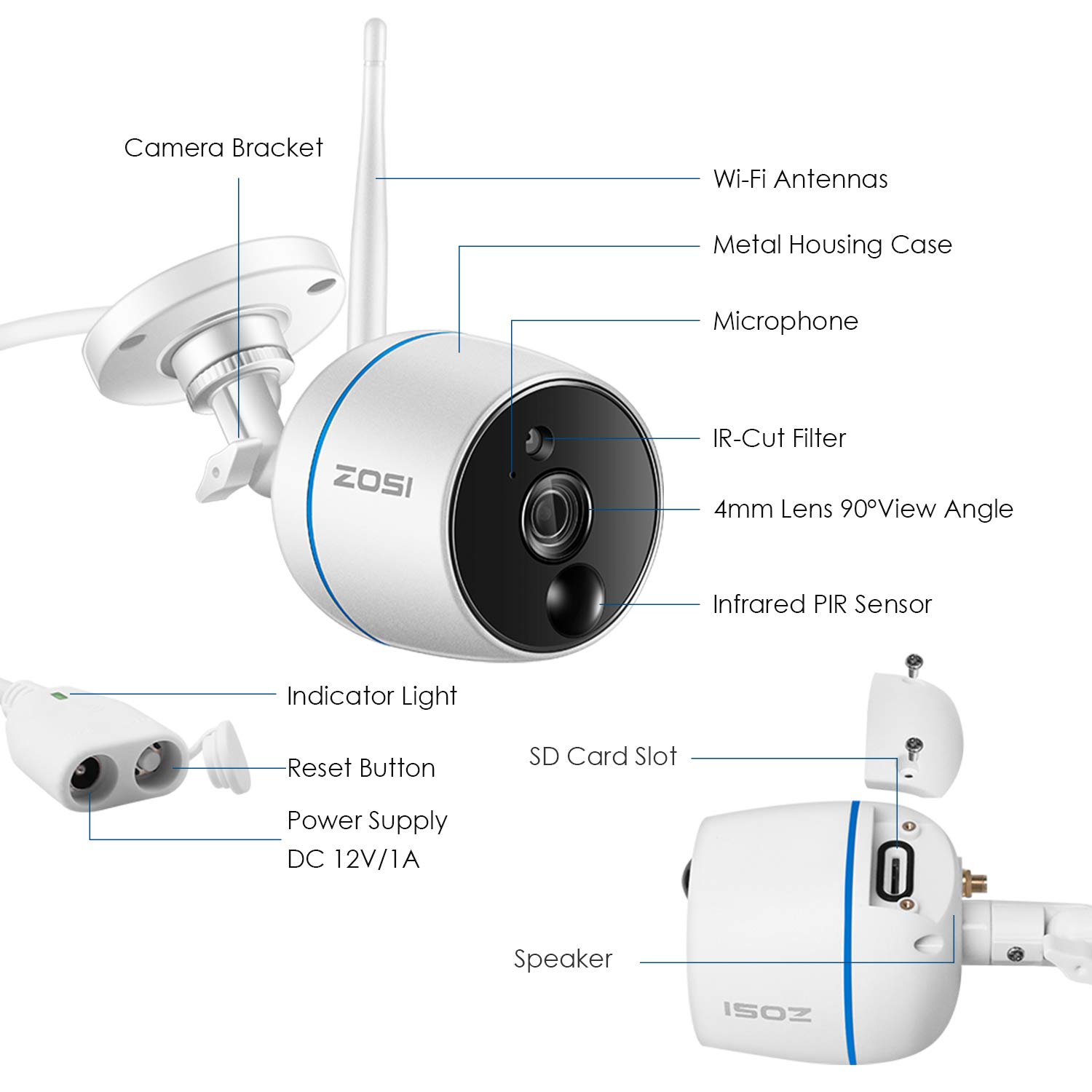 ZOSI 2MP Wireless Security Camera System, 8CH NVR with 1TB HDD and (4) Weatherproof IP Camera 1080p, Plug and Play, Auto Match, Two-Way Audio, Pir Motion Detection, Remote Access (Renewed)