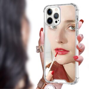 cavdycidy for iphone 13 pro mirror case for women,acrylic mirror phone case that can be used for outdoor makeup for girl who love beauty(classic mirror)