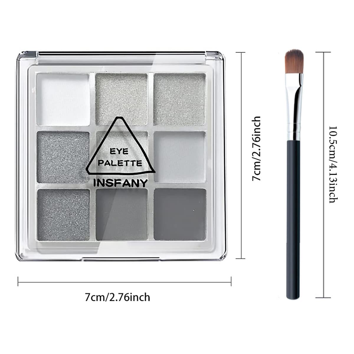 BliBling 9 Colors Black Smokey Eyeshadow Palette, Cool Toned Matte Glitter Eye Shadow Palette Makeup Long Lasting Waterproof Eyeshadow Palette for Girls and Women (silver)